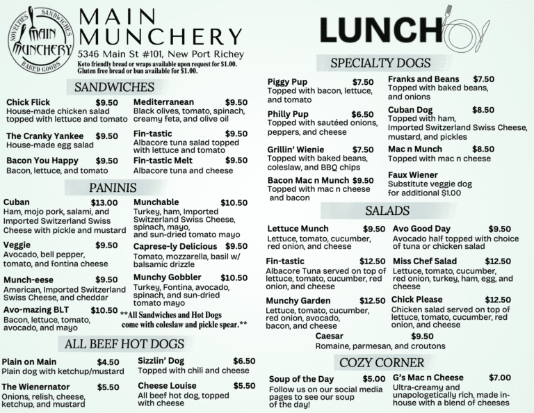 Food & Drinks Menus – Main Munchery
