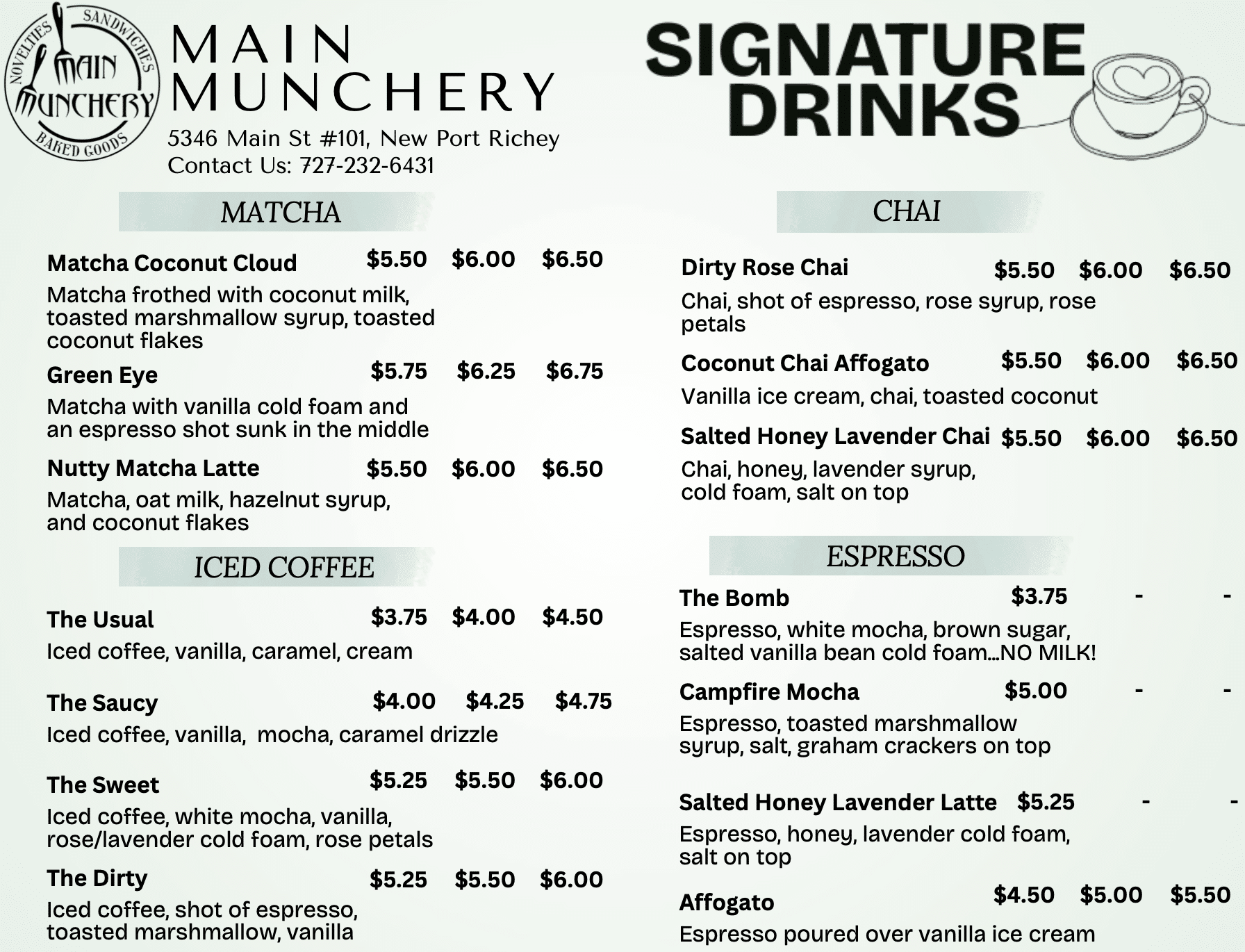 Food & Drinks Menus – Main Munchery